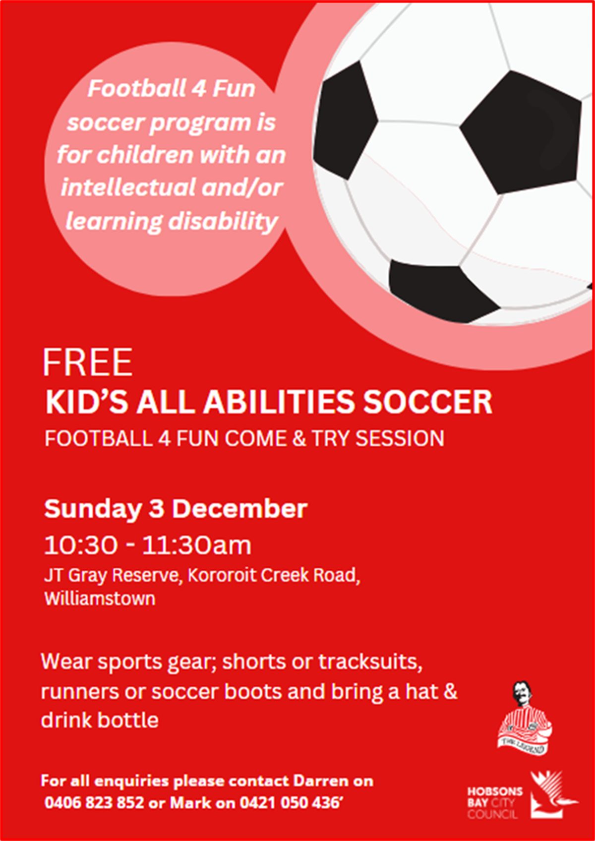 All Abilities Soccer Program for Children Visit Hobsons Bay
